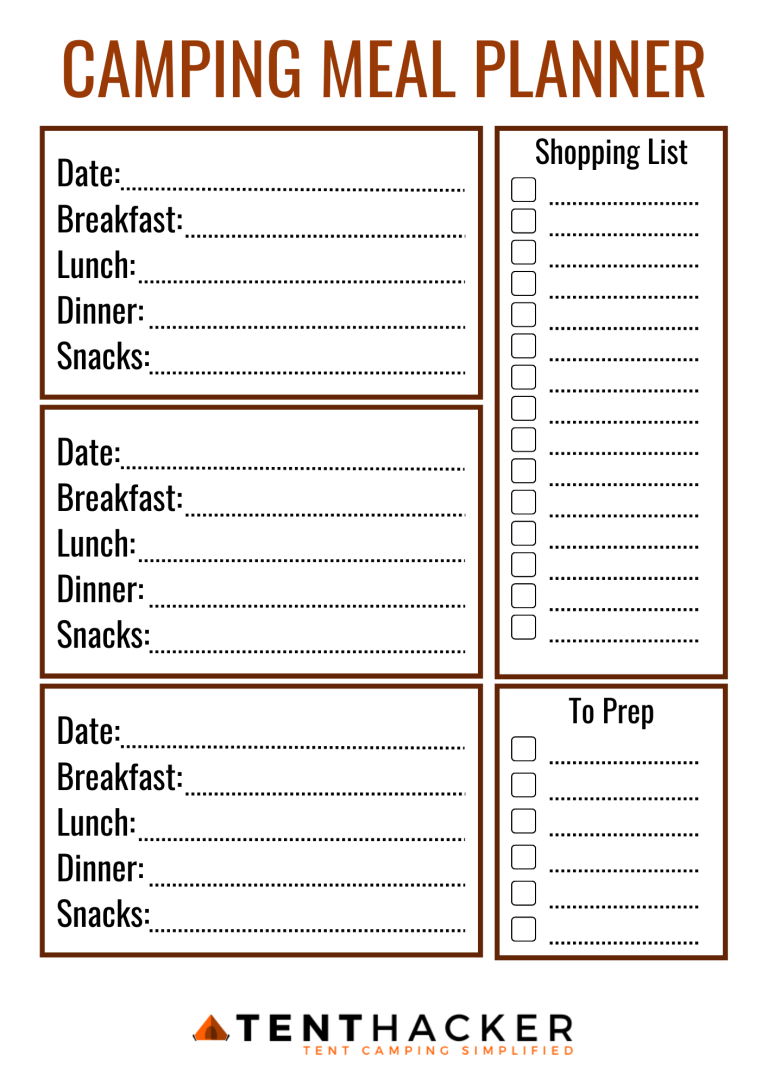 Camping Food List for 3 Days With Meal Plan & Grocery List